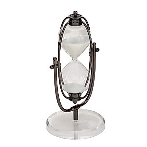 Deco 79 Sophisticated Metal Glass Acrylic Sand Timer, Black, 6”L x 6”W x 12”H, (53422)