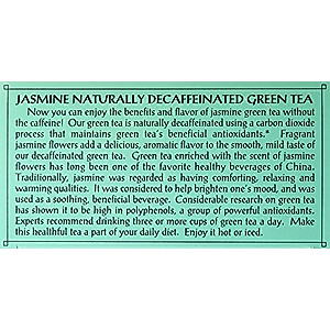 Triple Leaf Tea Jasmine Green Tea, Decaffeinated, 20 Count