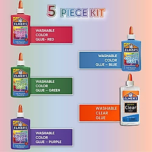 Clear Glue, 9 Oz. Elmers Colored Glue, 4 Ct. 5 Oz. Glue for Slime, School, and Clear Glue for Craft