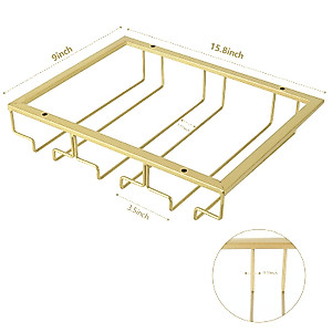 BekoFeeno Wine Glass Rack, Under Cabinet Stemware Rack Wine Glass Holder Wine Glass Storage Hanger Metal Rack Storage Organizer for Kitchen Cabinet Bar
