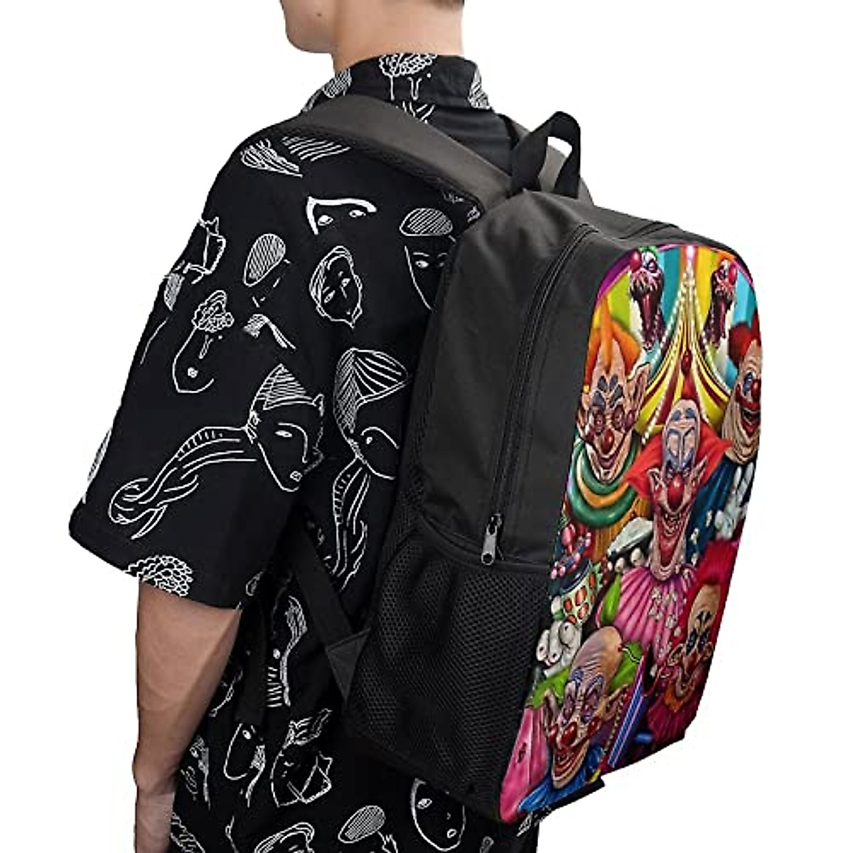 Killer Klowns from Outer Space Anime Backpack 17 Inch Cute Funny Bookbag Casual Laptop Daypack for Travel Picnic Camping