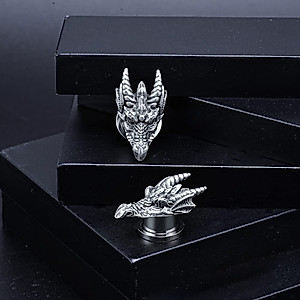 POBAISITER 1 Pair Stainless Steel Dragon Head Ear Gauges Tunnels Jewelry For Man For Woman Body Piercing Jewelry 2g-1/2 Inch Ear Stretcher Plugs