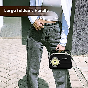 ByronStatics Black AM FM Radio - Small Portable Radios Vintage/Retro with Headphone Jack, Large Analog Rotary Tuning Dial - Power Plug or 4 x 1.5V AA Battery