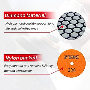 DT-DIATOOL Dry Diamond Polishing Pads 4 Inch for Granite Marble Quartz Stone Countertop Tiles 8 Pieces Grits 50