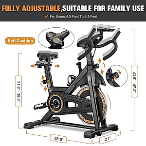 Indoor Cycling Bike Stationary, VIGBODY Exercise Bike Ipad Holder with LCD Monitor Comfortable Seat for Home Cardio Workout Indoor Fitness Training Bike