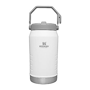 Stanley IceFlow Stainless Steel Water Jug with Straw, Vacuum Insulated Water Bottle for Home and Office, Reusable Tumbler with Straw Leak Resistant Flip, Polar, 64OZ