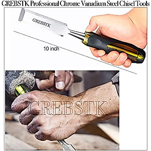 GREBSTK 4 Piece Professional Wood Chisel Tool Sets Sturdy Chrome Vanadium Steel Chisel Woodworking Tools, 1/4 inch,1/2 inch,3/4 inch,1 inch