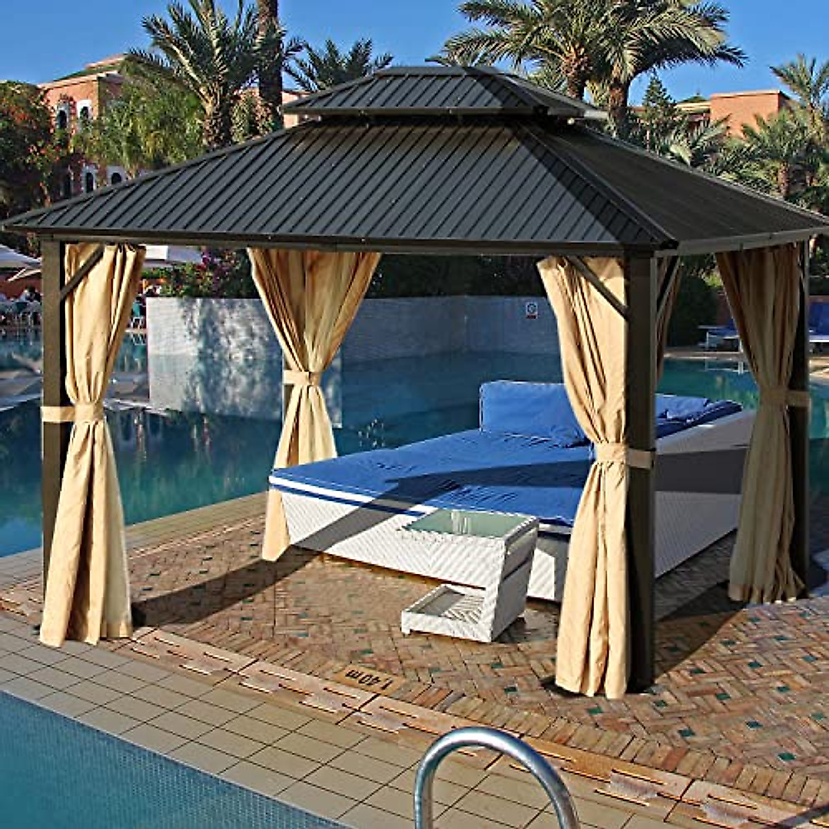 BPS Hardtop Gazebo Outdoor Tent Shelter Canopy 10' X 12' with Netting for Patio, Garden, Yard and Party