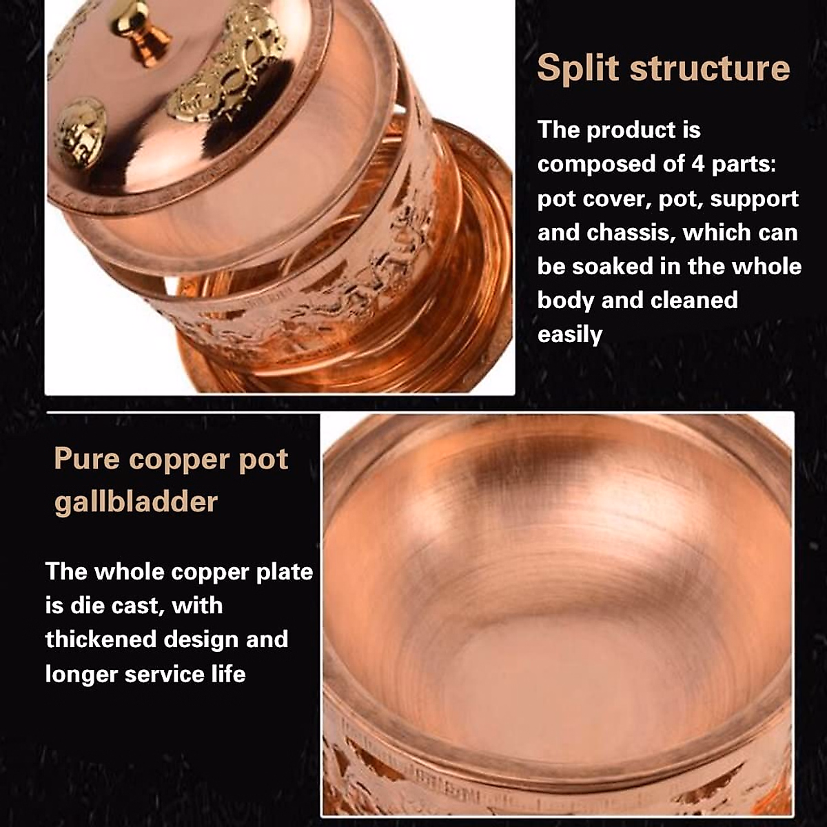 Chafing Dishes China Mongolian Multi-Person Hot Pot, Pure Copper Concentrated Beijing Meat Hot Pot, Environmentally Friendly and Hygienic, Suitable for Family Dinner (Color : Gold, Size : 30cm)