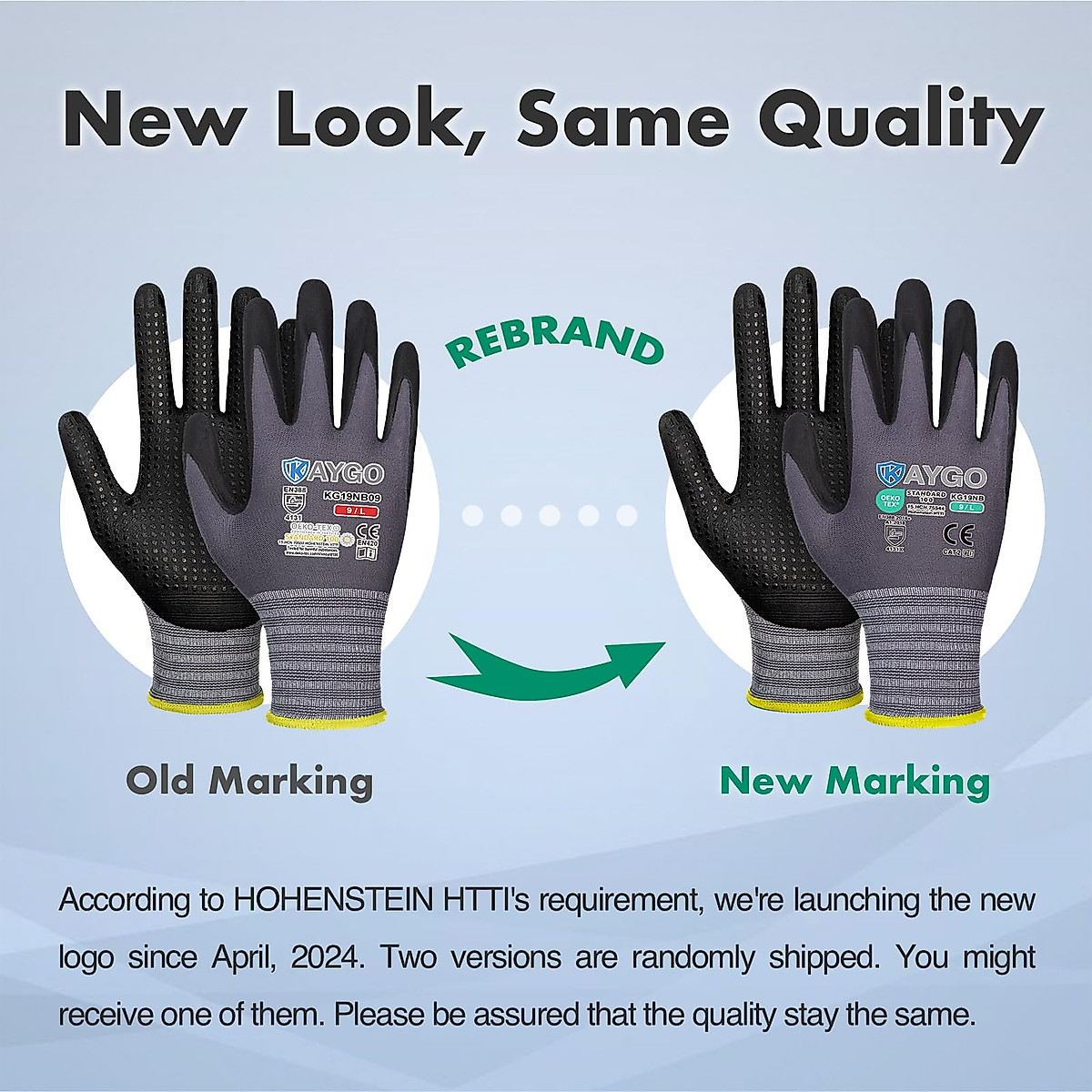 KAYGO Work Gloves MicroFoam Nitrile Coated KG19NB, Seamless Knit Nylon Safety Work Gloves with Micro Dots on palm, Ideal for General Purpose,Automotive,Home Improvement,Painting (3, Medium)