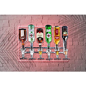 6 Bottle Wall Mounted Liquor Dispenser - Professional Alcohol Bar Dispenser Station for Liquor Drinks - Bottle Holder for Alcohol Wall Mount Dispenser - Portable Despensor Alcohol Cocktails Shots