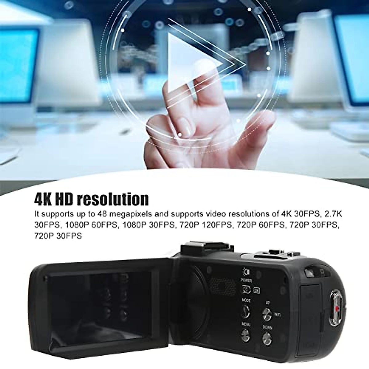 4K HD Digital Video Camera, 18X Digital Zoom Digital Recording Video Camera ABS for Shooting