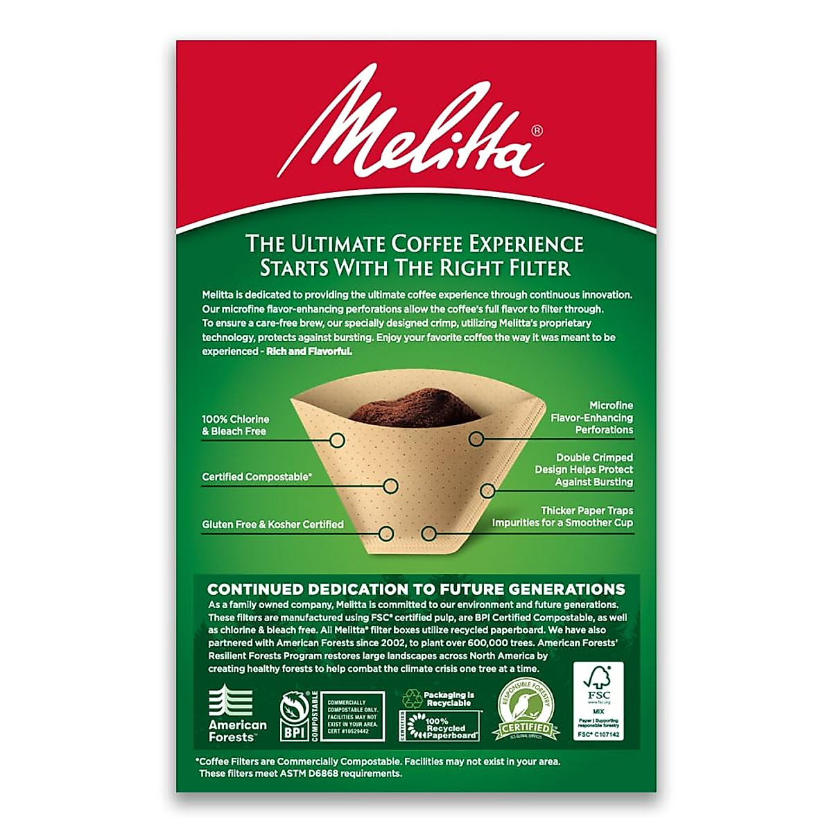 Melitta 4 Cone Coffee Filters, Unbleached Natural Brown, 100 Total Filters Count - Packaging May Vary