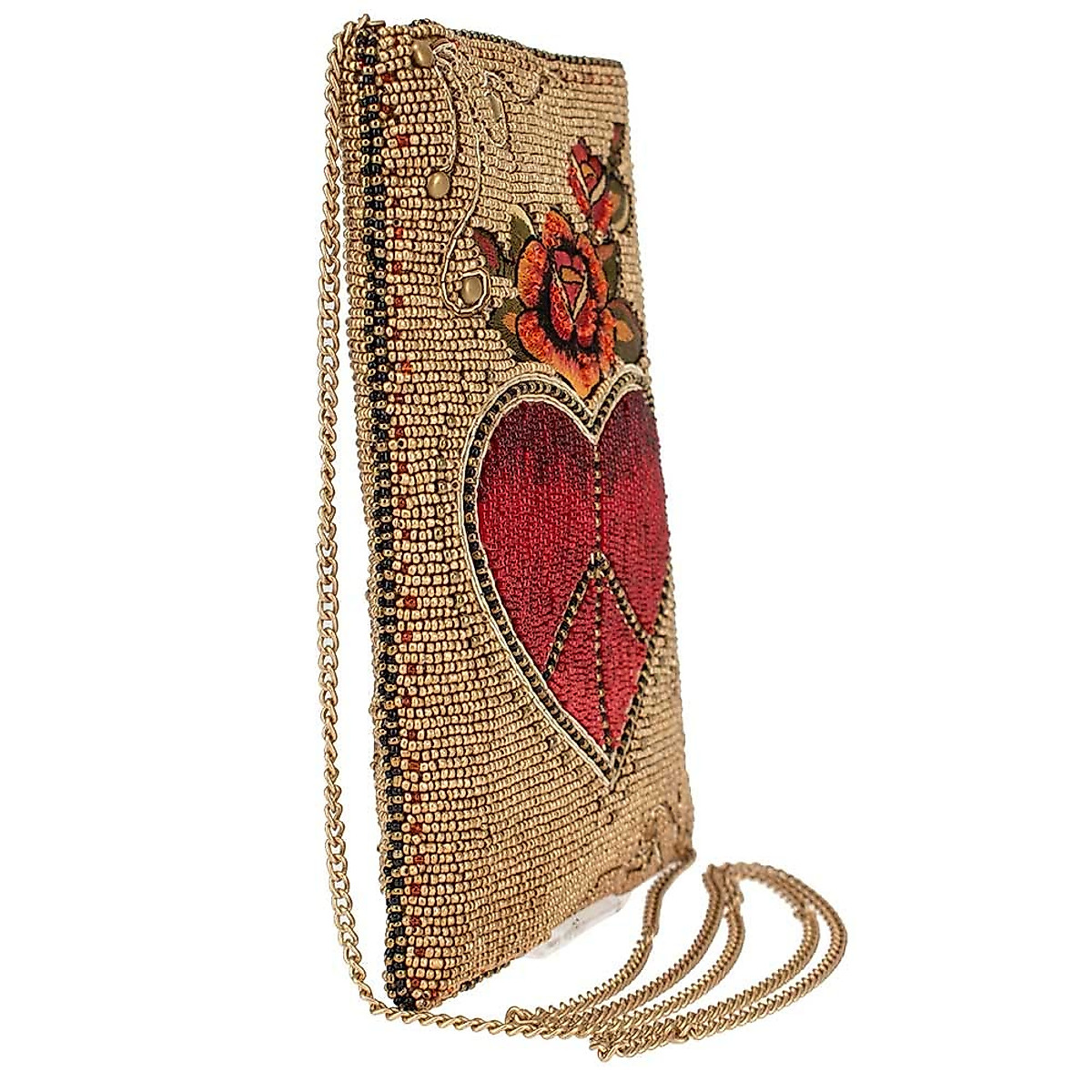 Mary Frances I Love Peace Beaded Mini Crossbody Clutch Handbag, Multi