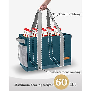 WONDAY Large Stand Up Utility Tote Bag, Reusable Grocery Bags Foldable with Waterproof Bottom (Dark Blue, X-Large)