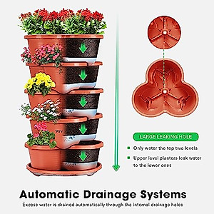 VIVOSUN 5 Tier Vertical Gardening Stackable Planter for Strawberries, Flowers, Herbs, Vegetables Brown