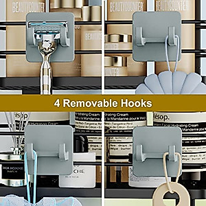 Vetacsion 44.37 inch Height 5 Tier Adjustable Over door Shower Shelf,Hanging Bath Oragnizer with 4 Hook,4 Suction,Metal Black