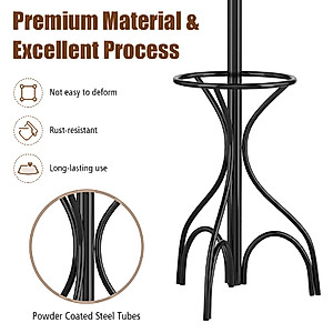 Nightcore Coat Rack Freestanding, Heavy-duty Coat Tree with Umbrella Holder, Modern Coat Rack Stand with 12 Hanging Hooks, Coat Hanger for Jackets Bags Hats Purse Scarf Entryway