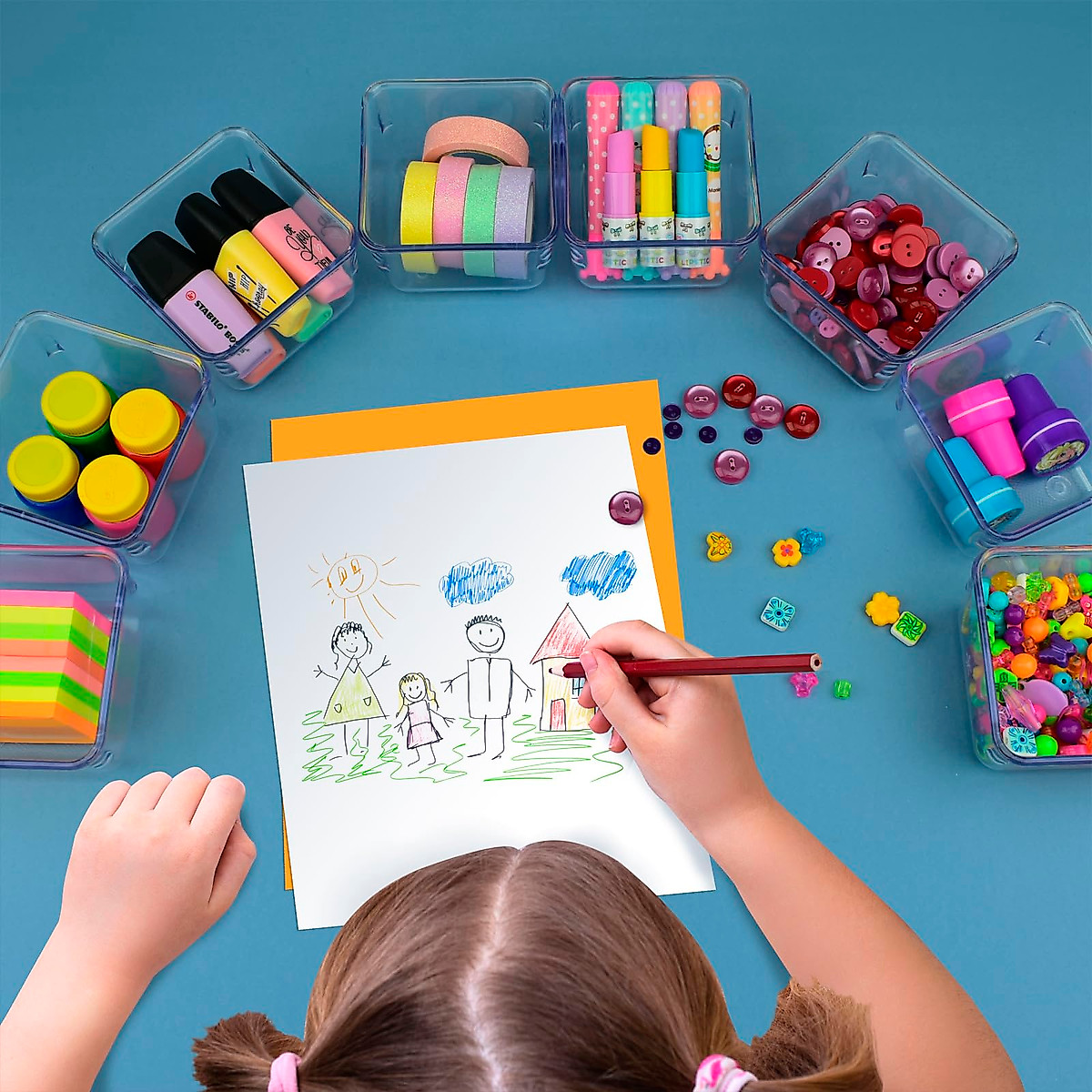 Acrimet Desk Drawer Organizer Box Tray Storage Bins Modular Divider for Home, Kitchen, Office and Storage (Clear Crystal Plastic) (8 Pack - 3.13" x 3.13" x 2.13")