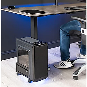 VIVO Computer Tower Desktop ATX-Case, CPU Steel Rolling Stand, 4.7 to 8.2 inch Wide Adjustable Mobile Cart Holder with Locking Caster Wheels, Gaming PC Holder, Black, CART-PC01