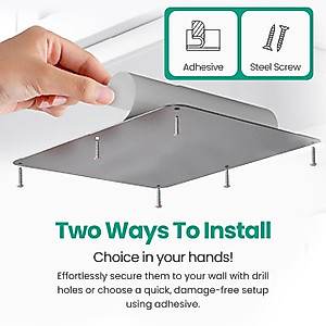 17.5inchX11.5inch Large Stainless Steel Plate for Magnets, 3M Adhesive Back, Mounting Screws, Ideal for Magnetic Shelf, Spice Holders, Fridge Magnets. Mount Anywhere! (Silver, 1 PACK)