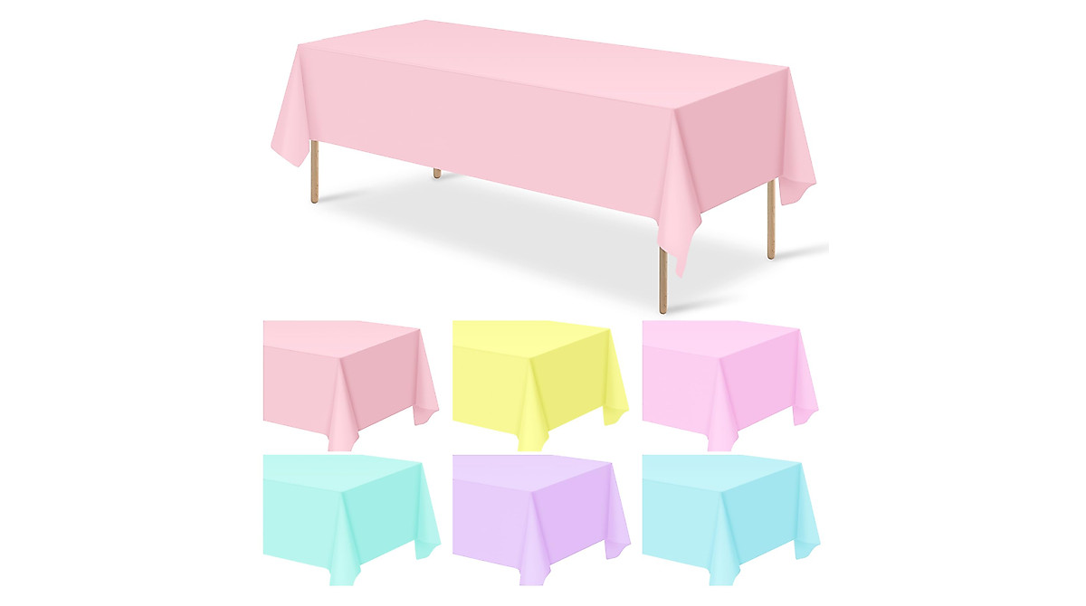 12Pcs Pastel Color Plastic Tablecloths for Parties and Events