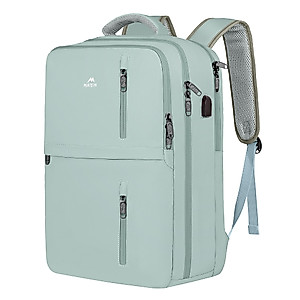 MATEIN Carry on Backpack for Women, 40L Large Travel Laptop Backpacks with USB Charge Port, Airline Approved Water Resistant Luggage College Weekender Overnight Bag Fits 17.3 Inch Notebook, Light Blue