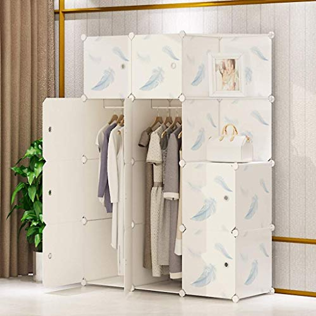 TBGFPO Armoire Wardrobe Closet Portable Closet Closets for Bedroom Clothes Closet Storage Closet Hanging Clothes Organizer with Doors, Sturdy & Durable