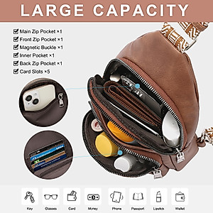 CLUCI Small Sling Bag for Women, Vegan Leather Fanny Pack Crossbody Bags for Women, Chest Bag With Guitar Strap