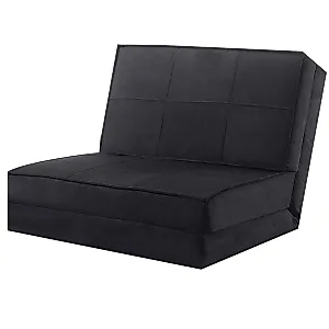 Giantex 5-Position Adjustable Convertible Flip Chair, Sleeper Dorm Game Bed Couch Lounger Sofa Chair Mattress Living Room Furniture, Black