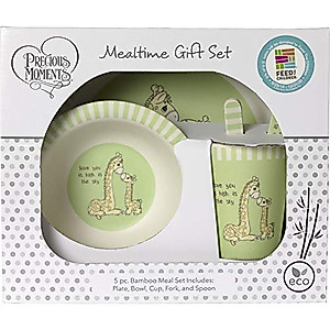 Precious Moments Love You As High As The Sky Giraffe Toddler Mealtime Feeding Set, Dinnerware, Green