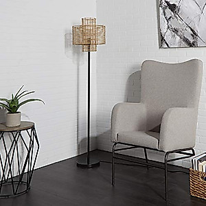 Silverwood Cyndi Rattan Floor Lamp, Black 15" L x 15" W x 64" H in