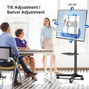 suptek Mobile TV Cart for 21-60 Inch LCD LED Flat/Curved Panel Screen TVs Max VESA 400x400 with Laptop Shelf Holds up to 77lbs, ML55B