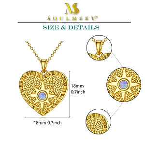 SOULMEET 10K 14K 18K Solid Gold/Plated Gold Pink Opal Starburst Locket Necklace That Holds Picture, You Light Up My Life Gold Locket Personalized Letters Engraved (Custom Photo & Text)
