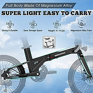 KORNORGE Electric Bike A9, 20" Ultra Light Foldable Electric Bike, Lightweight Frame, LED Headlight Sports Style Electric Bike for Adults and Teens,Black