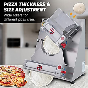 Hakka Pizza Dough Roller Sheeter - Adjustable Thickness and Size, Transparent Covers, 304 Stainless Steel, 370W, 110V