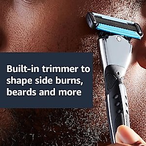 Amazon Basics 5-Blade MotionSphere Razor for Men with Dual Lubrication and Precision Beard Trimmer, Handle & 2 Cartridges (Cartridges fit Razor Handles only)