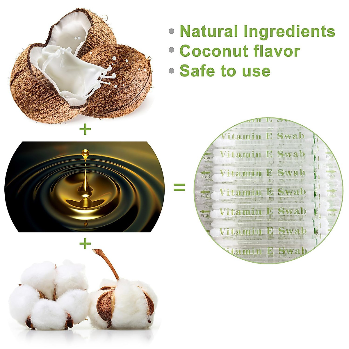 100 pcs Vitamin E Lips Oil Swabs Stick Disposable VE Cotton Swab Protect Lip Gum Anti-dry Moisture For Use Before Teeth Whitening (100 Pcs)