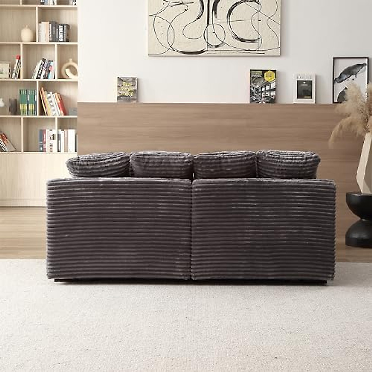 FANYE 74.8" Luxury Twin Chaise Daybed Sofa Couch for Living Room,Modern Corduroy Upholstery Lounge Love Seat Sleeper Sofabed with 6 Piilows