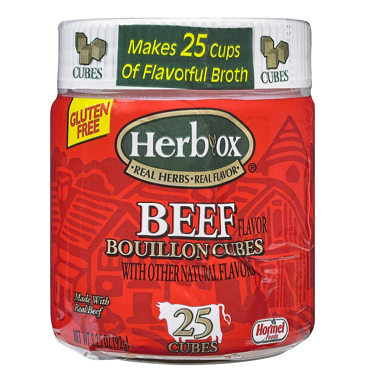 Herb Ox Beef Bouillon, 25 Cubes and 8 Packets (Pack of 2) - with Make Your Day Mini Bamboo Spatula