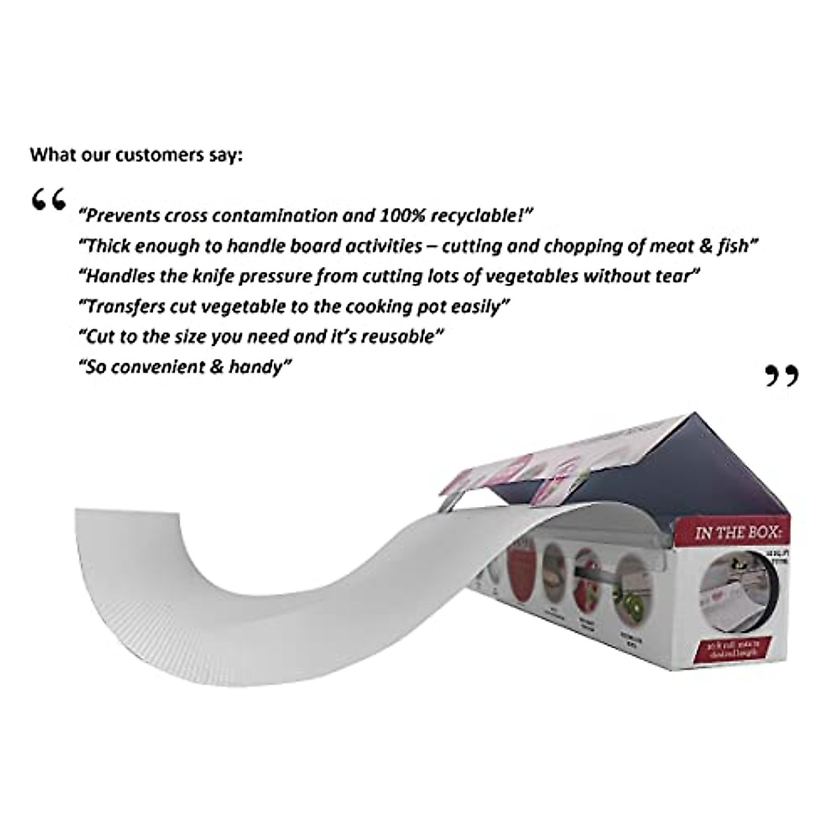 GINSU Disposable Cutting Board, Salad Vegetable/Meat Chopping, Home/On-The-Go Use, Anti-Slip, Easy-Slide Cutter, Trim to Any Size, Recyclable/Reusable, 12" x 10-Ft Roll