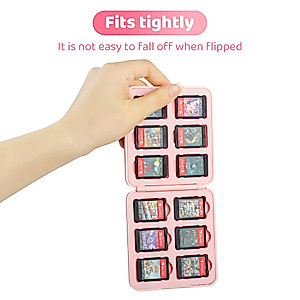 GLDRAM Strawberry Game Case for Nintendo Switch, Pink Game Holder Case for 12 Switch Game Cards and 12 Micro SD Cards, Cute Switch Game Case Storage, Portable Game Accessories Kit for Switch/OLED/Lite