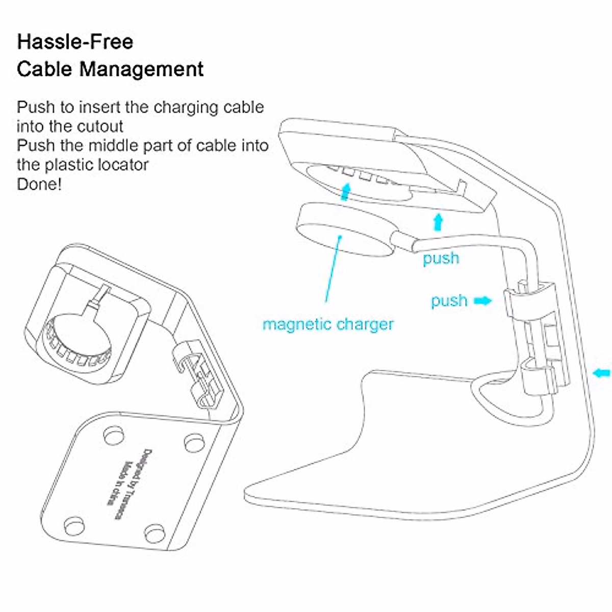 Tranesca Watch Charger Stand Holder Dock for Series 8/7 / 6/5 / 4/3 / 2/1/ SE (38mm / 40mm / 41mm / 42mm / 44mm / 45mm) - Silver Grey - Must Have Watch Accessories