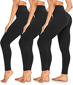 3 Pack Leggings for Women Butt Lift High Waisted Tummy Control No See-Through Yoga Pants Workout Leggings (3 Pack Black/Black/Black, Small-Medium)