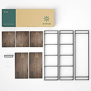 ZINUS Brock Etagere Bookcase with Hanging Storage / 4-Shelf Bookcase / Metal Frame / Solid Acacia Wood / Easy Assembly