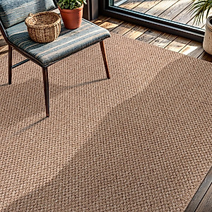 CAMILSON Easy Jute Rug 9x12, Indoor Outdoor Natural Color Farmhouse Area Rugs for Living Room Patio and Kitchen Rug, Solid Boho Woven Design, Easy-Cleaning, Washable Outside Carpet Alfombras (9 x 12)