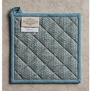 Maison d' Hermine Oven Mitt & Pot Holder 100% Cotton Set of Heat Resistant Oven Gloves (7.5"x13") & Hot Pads (8"x8"), BBQ, Cooking, Baking, Grilling, Marquise - Spring/Summer