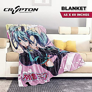 JUST FUNKY Vocaloid Fleece Blanket | 60” x 45” Inches | Featuring Hatsune Miku Blanket | Room Decor | Throw Blanket | Officially Licensed | My Figure Collection | Anime Merch | Anime Gifts