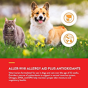 NaturVet – Aller-911 Skin & Coat Allergy Aid Plus Antioxidants – 90 Soft Chews – Supports Immune System, Skin Moisture & Respiratory Health – Enhanced with Omegas, DHA & EPA – for Dogs & Cats