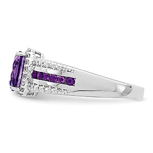 IceCarats 925 Sterling Silver Purple Amethyst White Topaz Ring Gemstone Band Size 8
